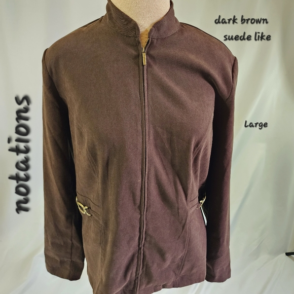 Notations | Jackets & Coats | Notations Brown Blazer Large Zip Front ...